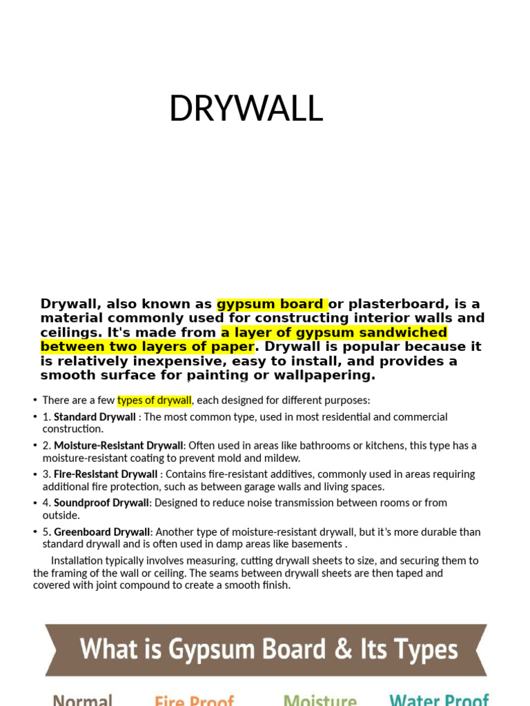 Drywall Installation and Types Guide | PDF | Drywall | Wall