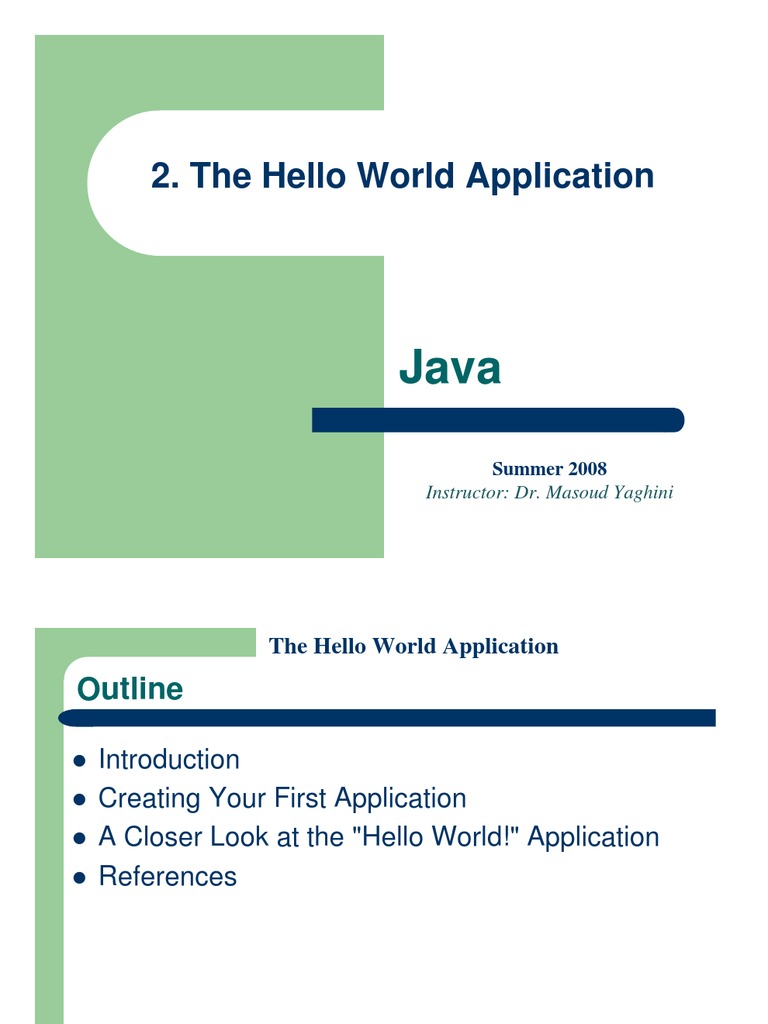 02 The Hello World Application Download Free Pdf Java Programming Language Parameter