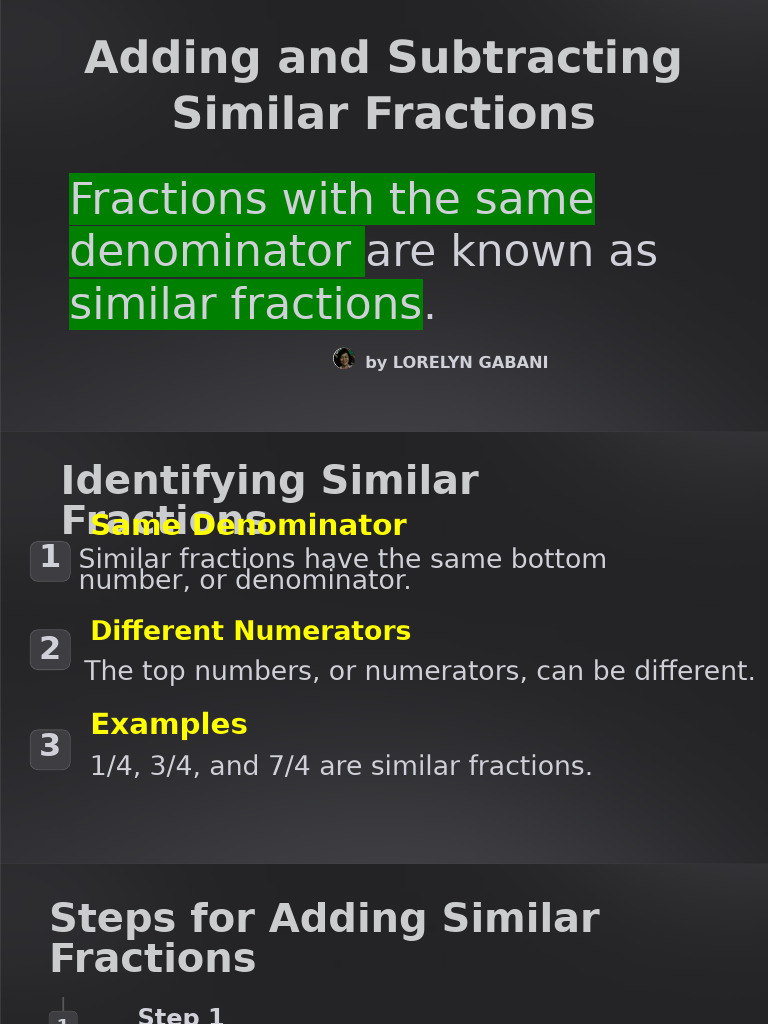 Adding and Subtracting Similar Fractions [Autosaved] | PDF