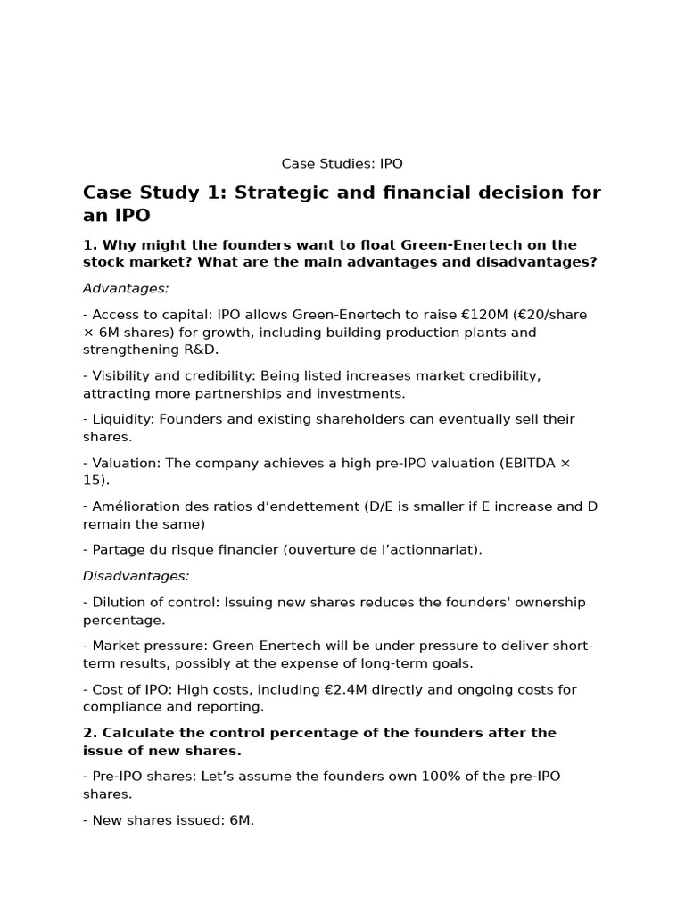 Case Study IPO | PDF | Equity (Finance) | Initial Public Offering