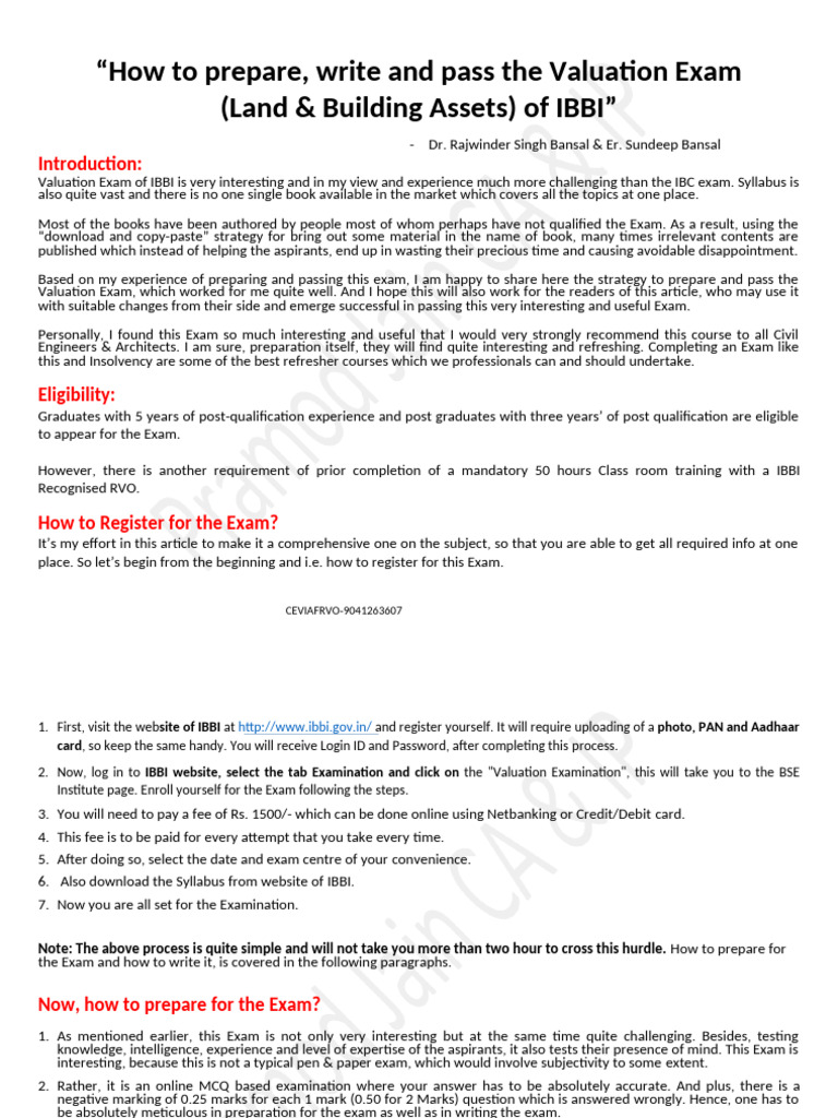 IBBI Valuation Exam Preparation Guide | PDF | Valuation (Finance ...
