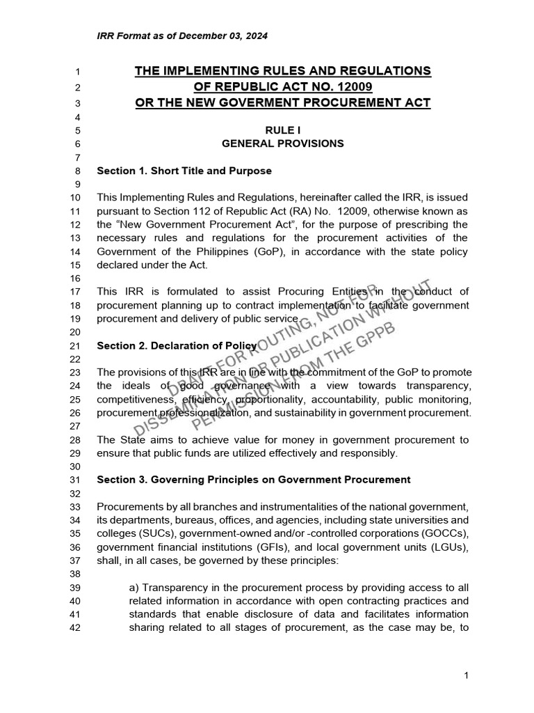 DRAFT Implementing Rules and Regulations of The NGPA | PDF ...