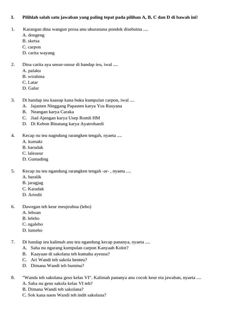 Bahasa Sunda Kls 6 (1) | PDF