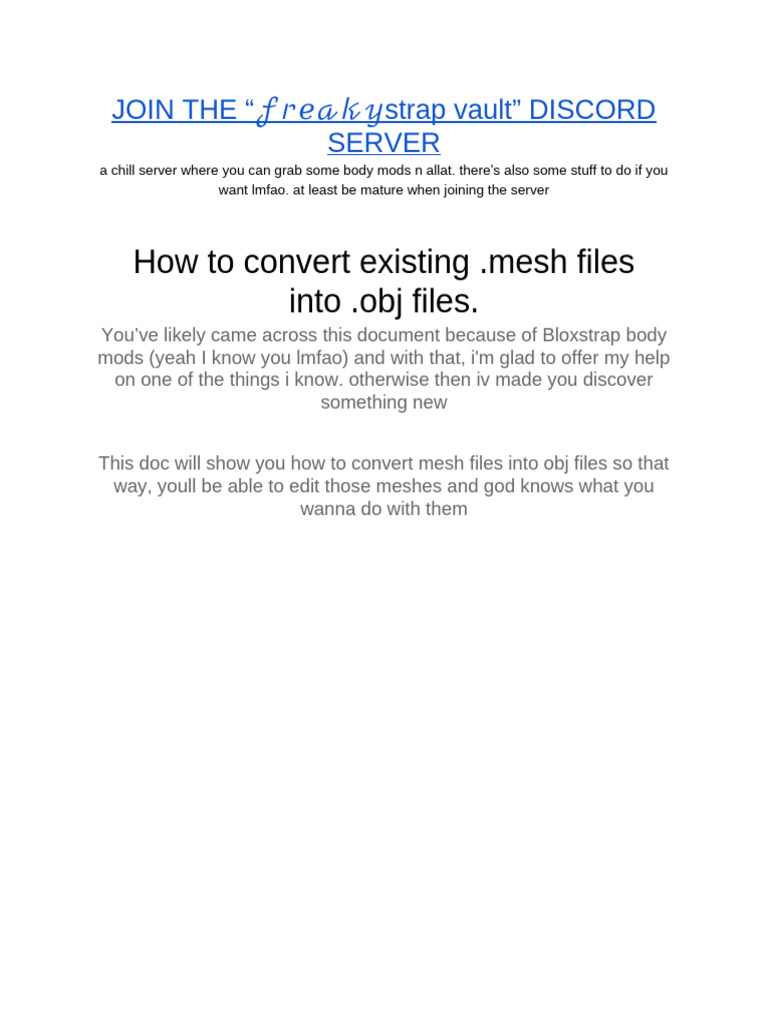 Convert .mesh to .obj for Roblox | PDF | Computer File | Directory (Computing)