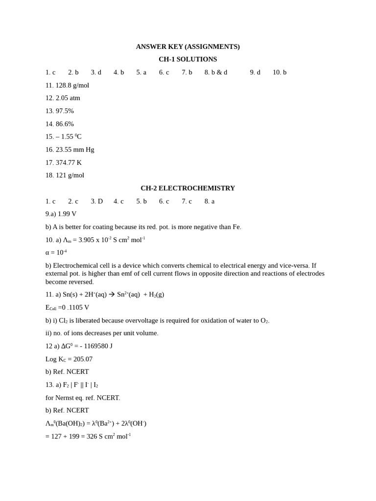 Answer Key CH 1,2,3 | PDF