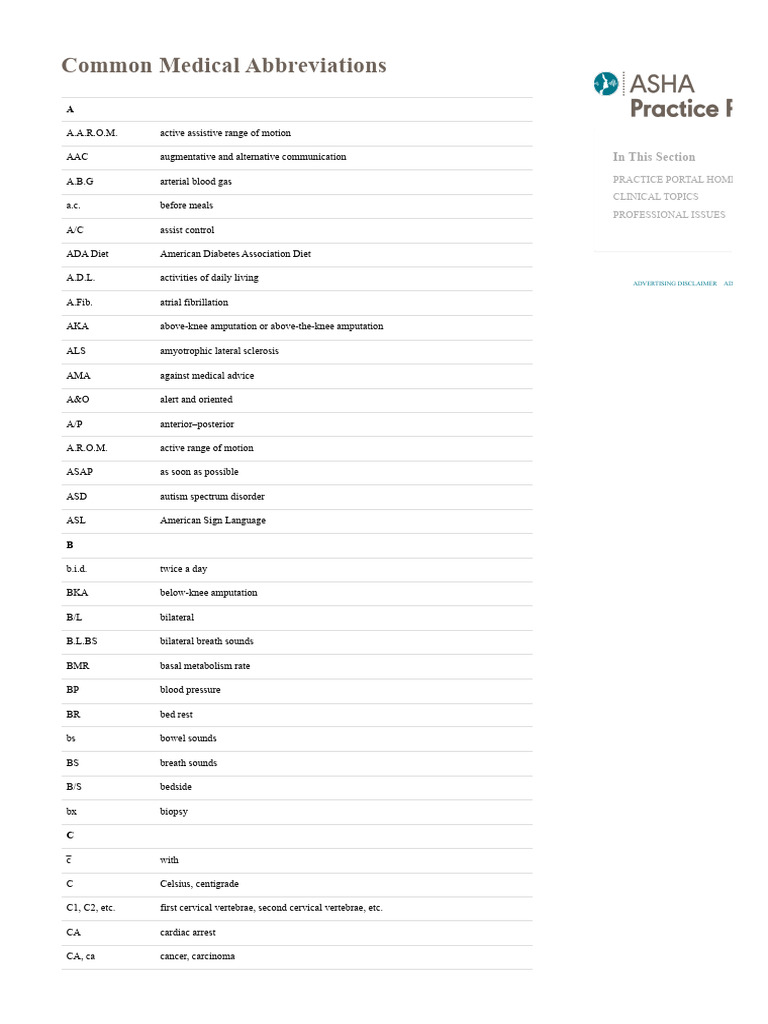 Common Medical Abbreviations | PDF | Heart Failure | Heart