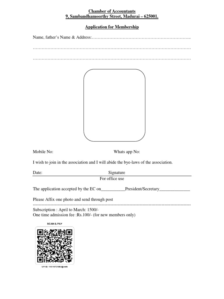 CA Membership Application Form | PDF