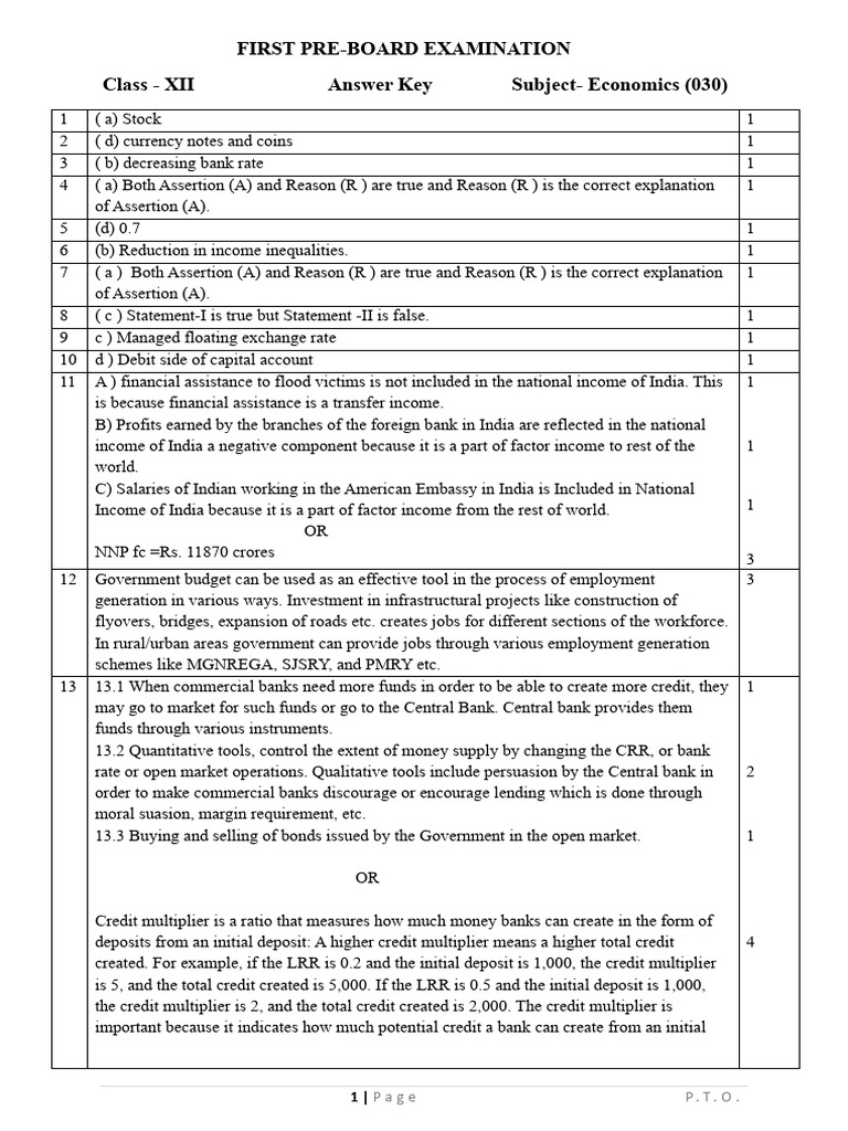 Economics Marking Scheme | PDF | Fiscal Multiplier | Gross Domestic Product