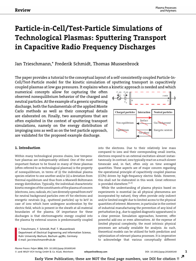 Review-Particle-In-Cell Test-Particle Simulation of Technological ...