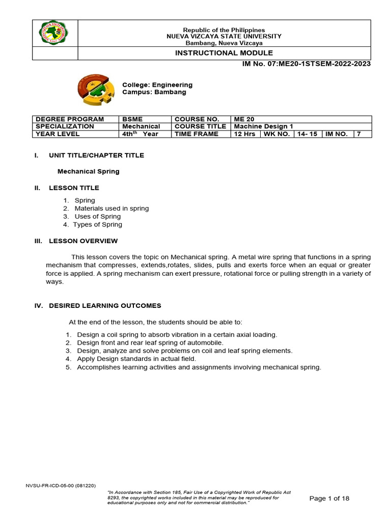 IM7 Mechanical Spring | PDF | Deformation (Engineering) | Wheel