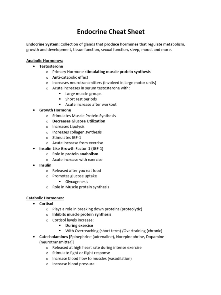 Endocrine Cheat Sheet | PDF
