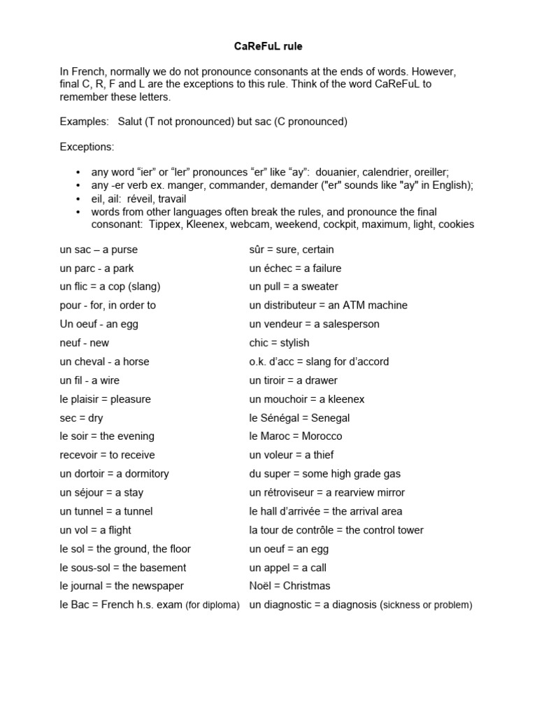French Consonant Pronunciation Rules | PDF