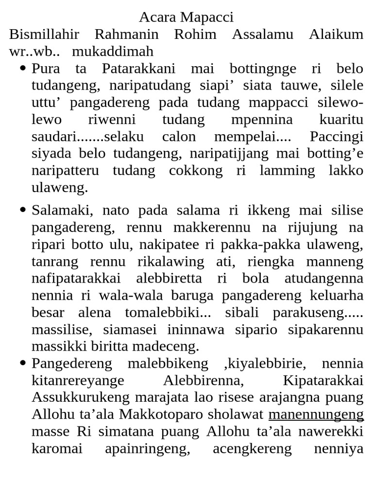 Upacara Adat Mapacci dalam Pernikahan | PDF