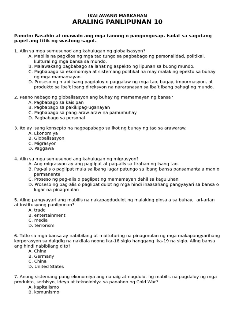 Review Activity in Ap10 | PDF
