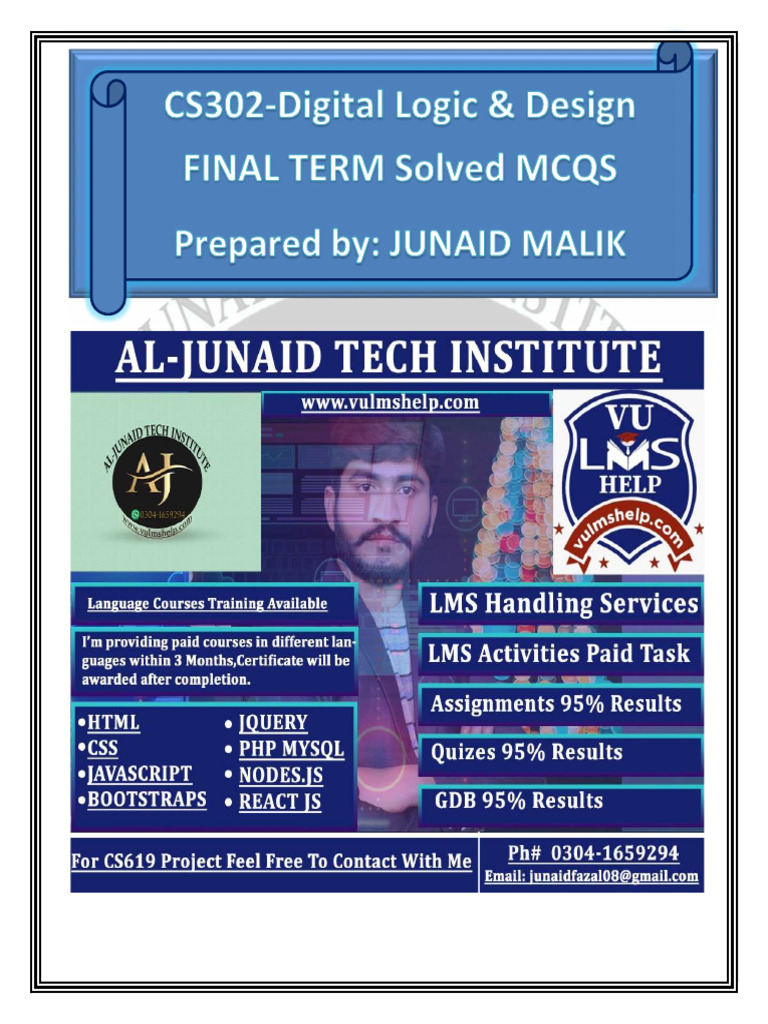 Cs302 Final Term Solved Mcqs by Junaid | PDF | Logic Gate | Electronic Engineering