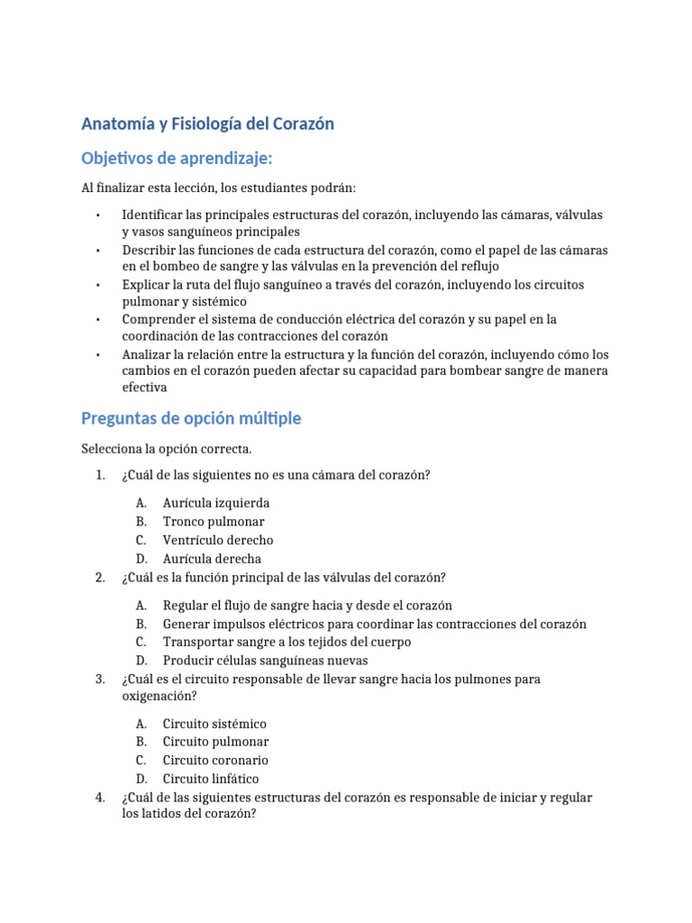 Anatomía y Función del Corazón | PDF | Corazón | Hemodinámica
