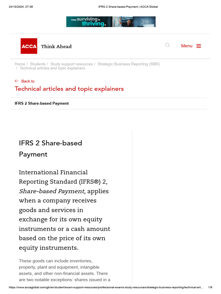 IFRS 2: Share-Based Payment Overview | PDF | Fair Value | Option (Finance)