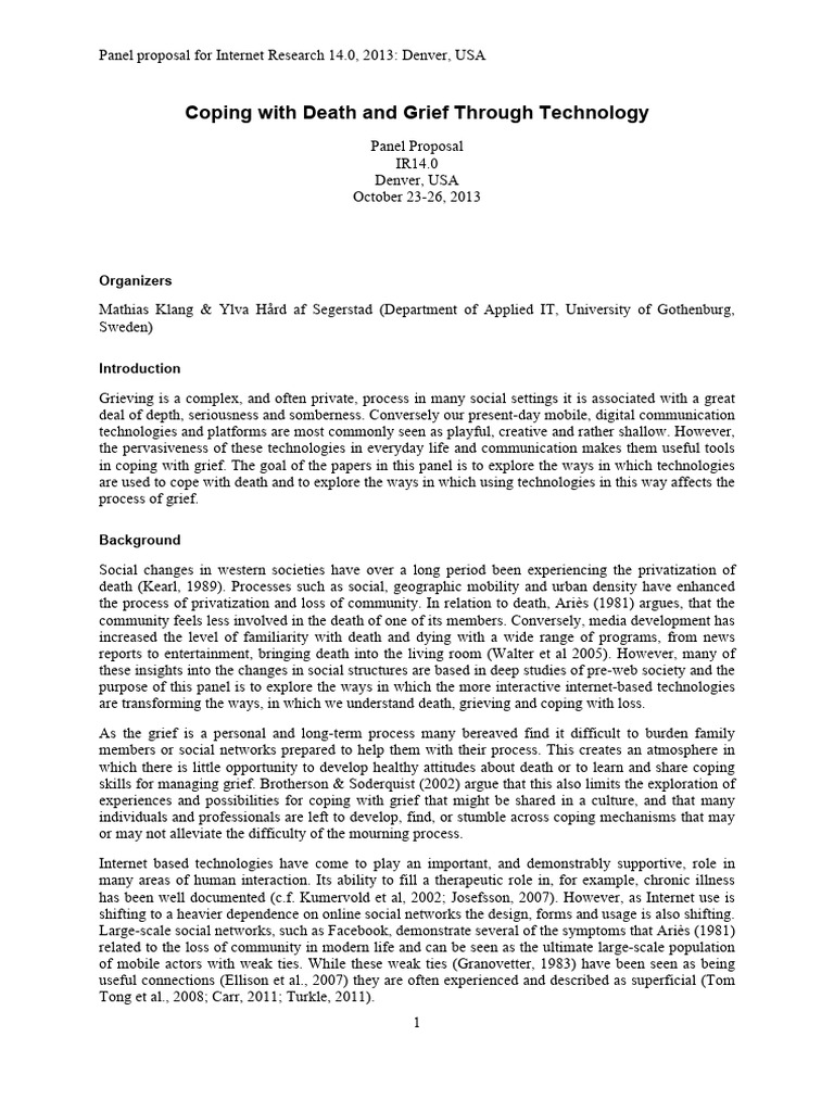 Coping_with_Death_and_Grief_Through_Tech | PDF | Grief | Social Media