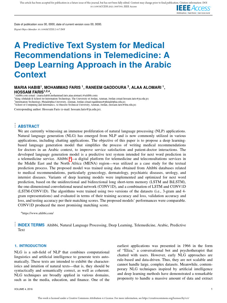 A_Predictive_Text_System_for_Medical_Recommendatio | PDF | Deep Learning | Learning