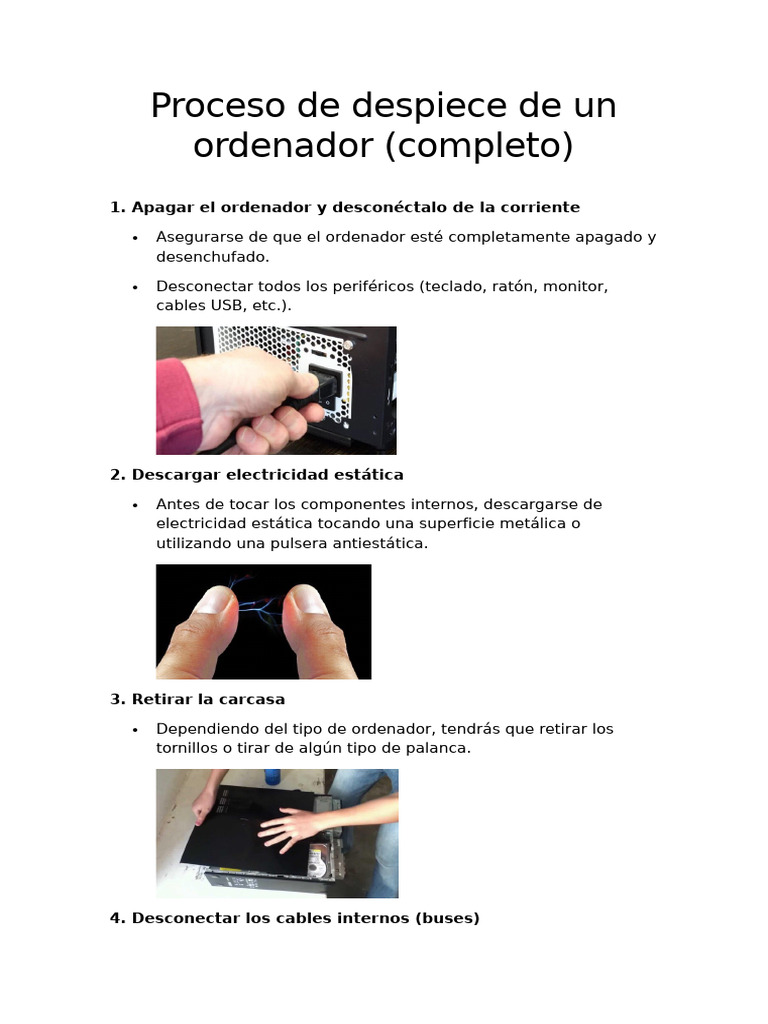 Guía Completa: Despiece de PC Paso a Paso | PDF | Almacenamiento de datos de la computadora ...