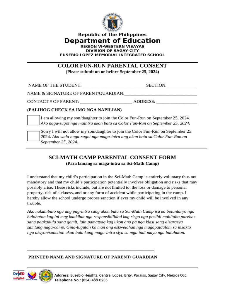 Color Fun-Run Consent Form 2024 | PDF