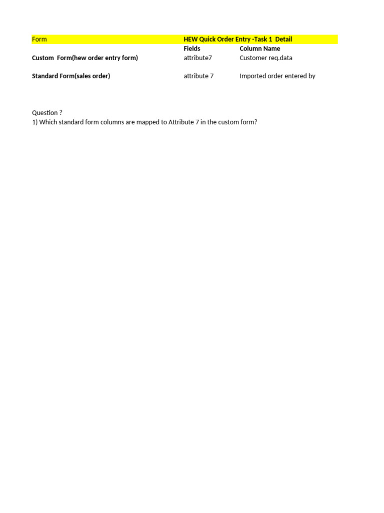 HEW Order Entry Form Questions | PDF