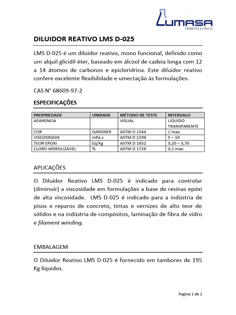 Tds Diluidor Reativo Lms D 025 | PDF