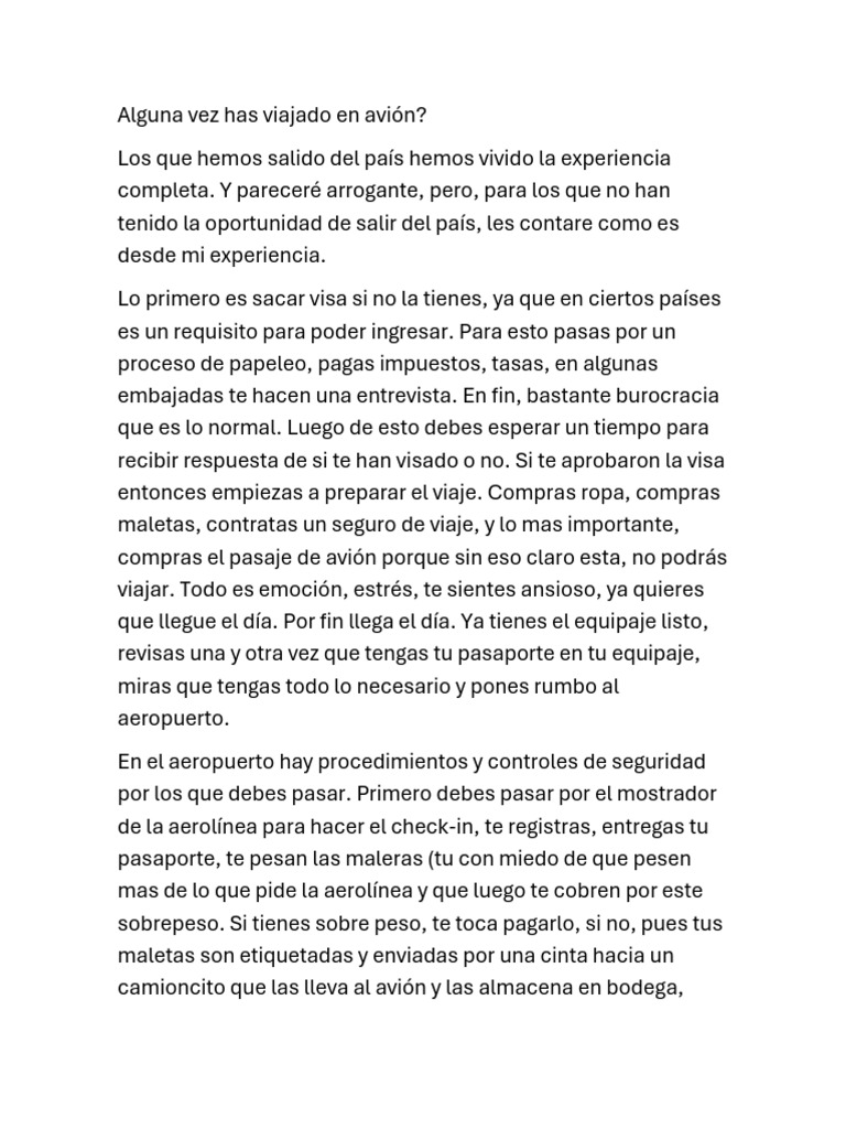 Alguna Vez Has Viajado en Avión | PDF