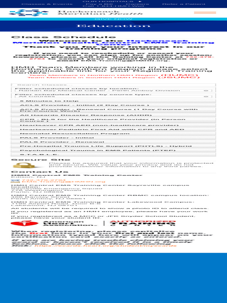 HMH Central Training Center ACLS, PALS, BLS Classes and EMS Training 2 ...