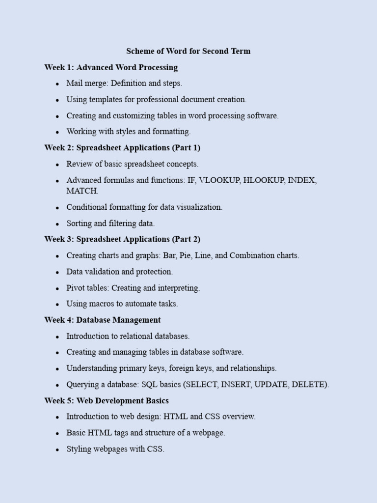 COMPUTER-SCIENCE SCHEME OF WORK | PDF | Databases | Application Software