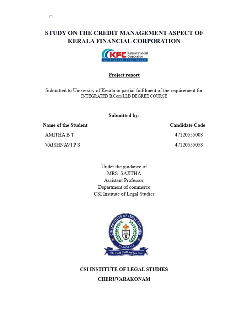 KFC BCOM PROJECT | PDF | Banks | Infrastructure