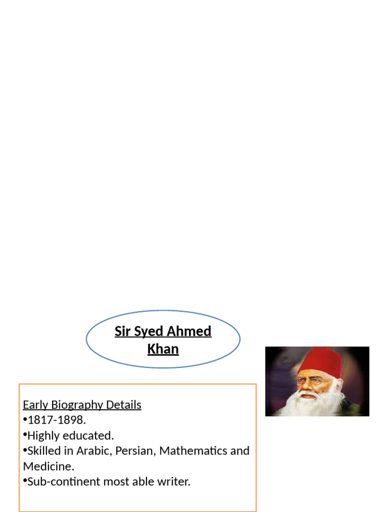 Sir Syed Ahmed Khan: Aligarh Movement Overview | PDF | Two Nation ...