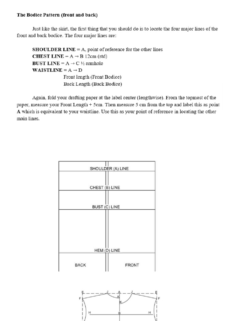 Bodice Pattern Procedure | PDF