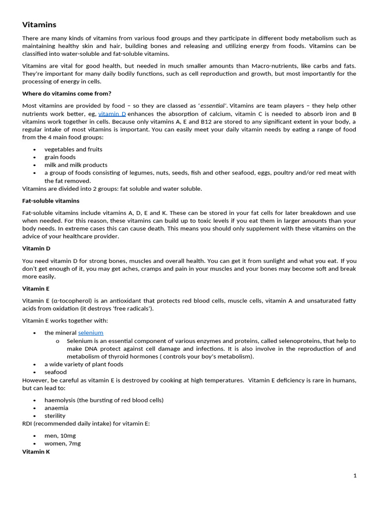 Lecture 10 Vitamins Minerals Water | PDF | Vitamin | Vitamin B12