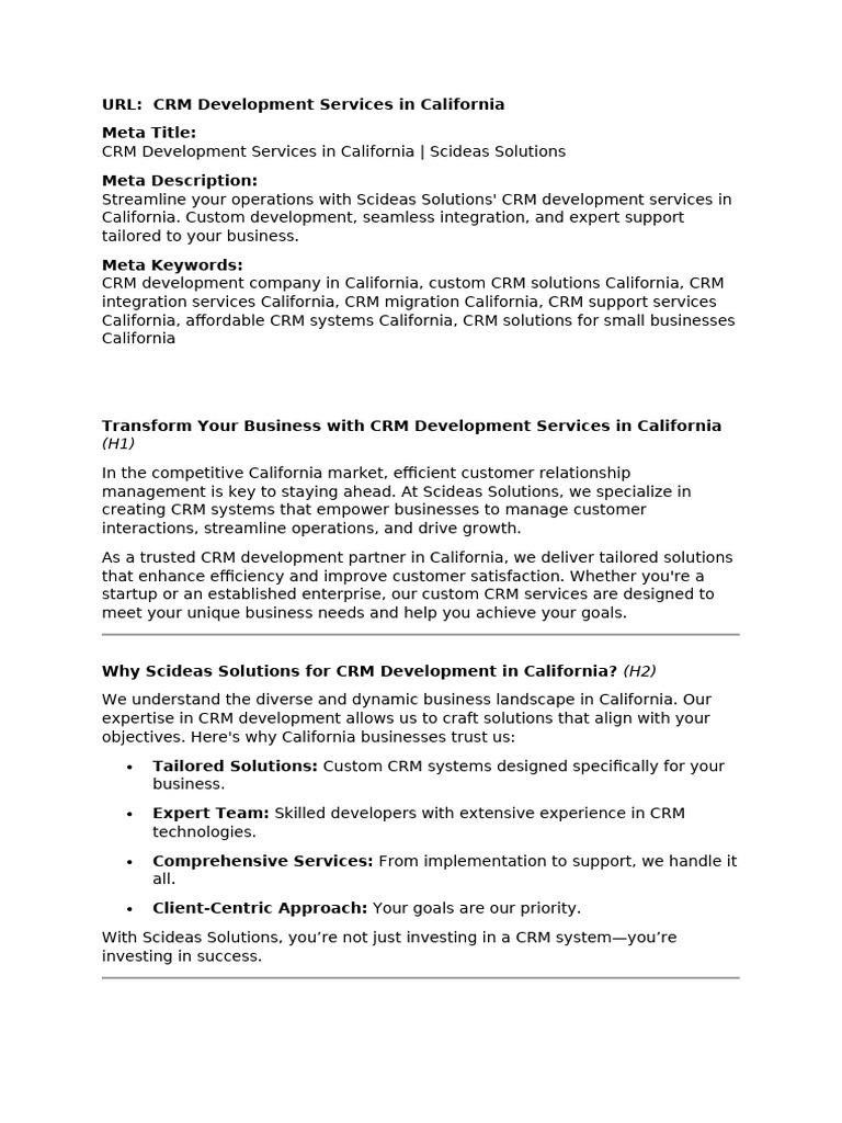 CRM Development California 26 Dec 1 | PDF | Customer Relationship ...