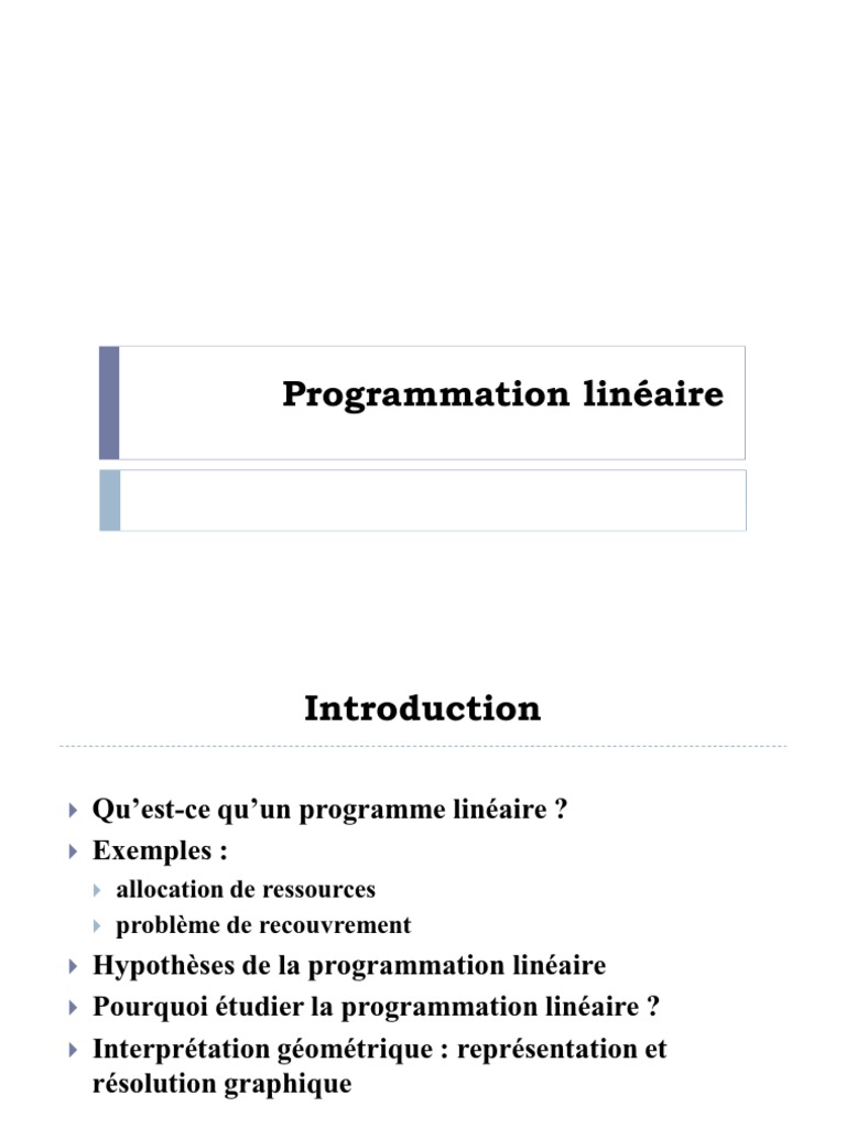 Programmation Linéaire | PDF | Optimisation linéaire | Analyse mathématique