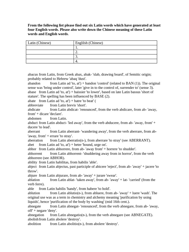 Latin Etymology | PDF | Adjective | Verb