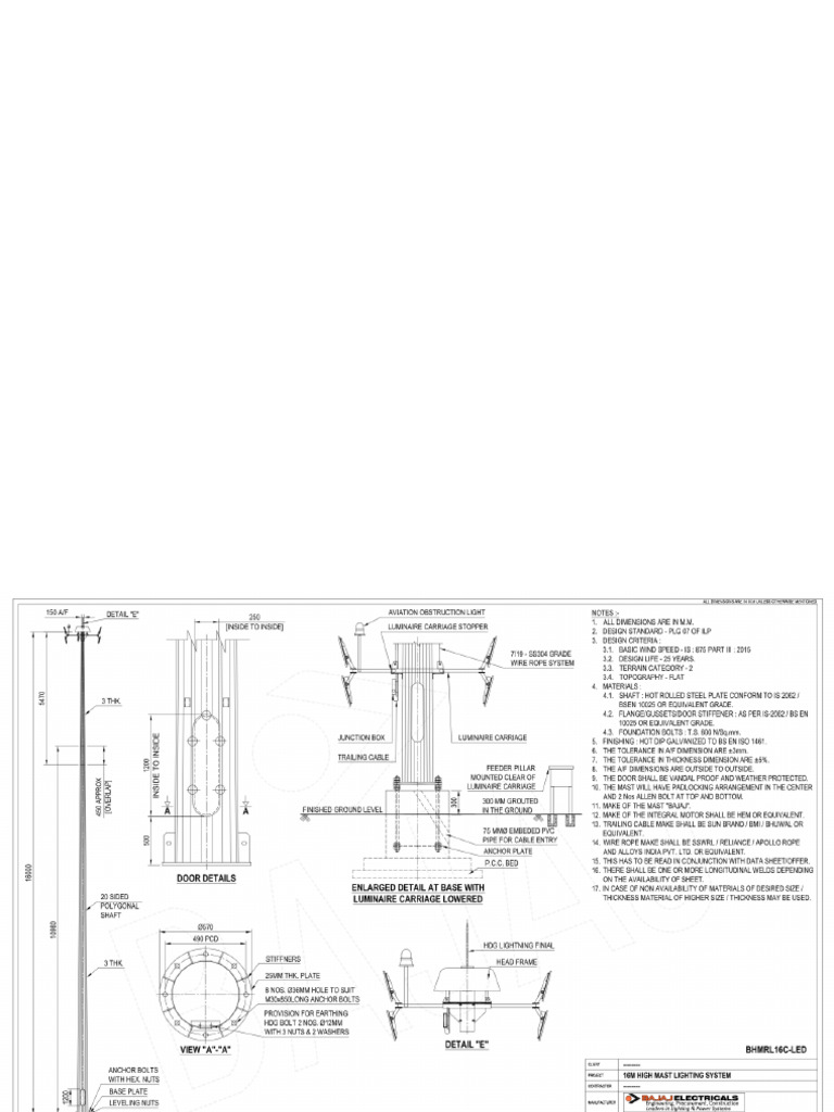 POLYGONAL 16 METER Bajaj High Mast Lighting Poles, For Street, _20 M ...