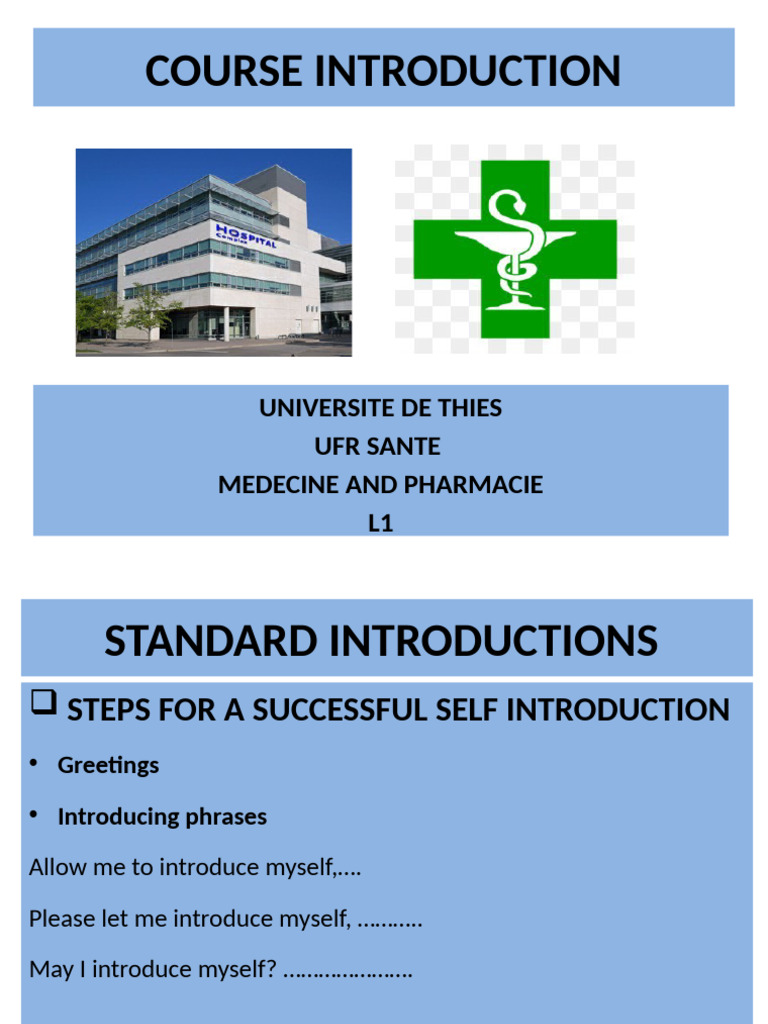 Cour 1 COURSE INTRODUCTION | PDF | Health Care | Medicine