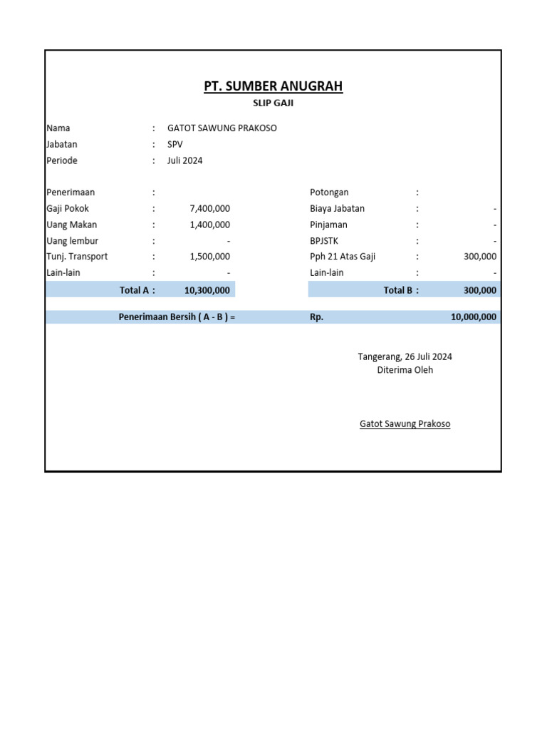Slip Gaji PT. SUMBER ANUGRAH SPV | PDF