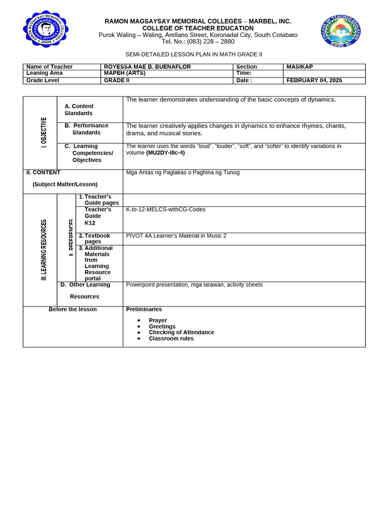 Mapeh Demo 1 | PDF
