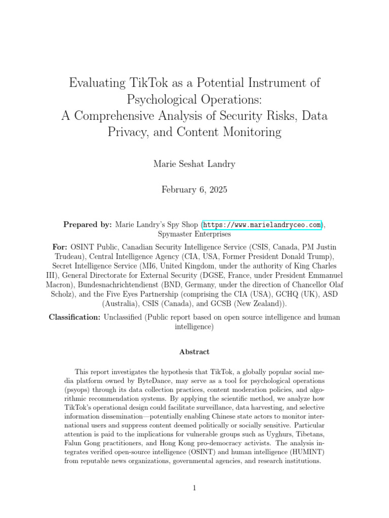 Evaluating TikTok As A Potential Instrument of Psychological Operations ...
