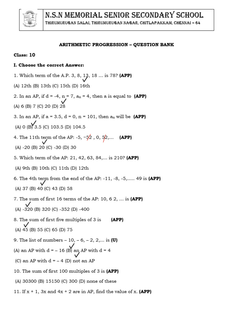 Arithmetic_Progression_QB | PDF | Mathematics
