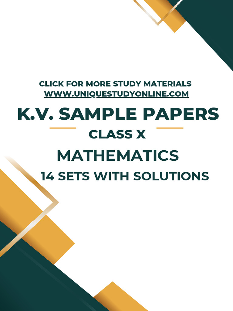Kv 14 Sample Papers Class x Mathematics_qb PDF | PDF | Circle | Sphere