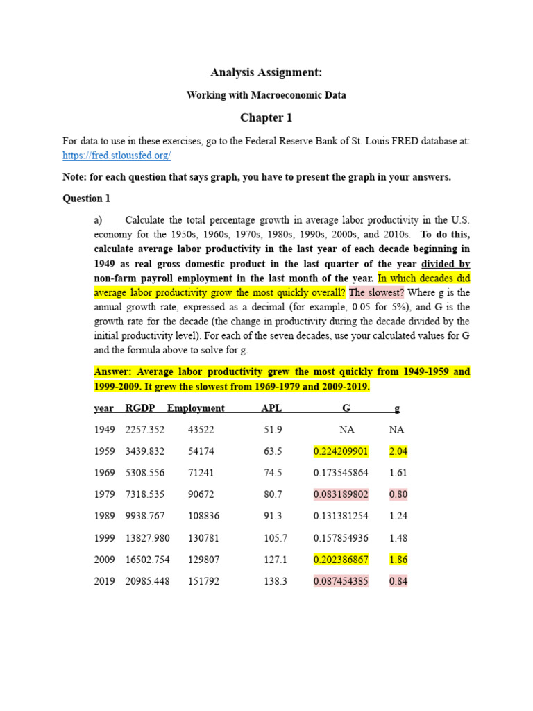 Analysis Assignment 1 | PDF | Recession | Unemployment