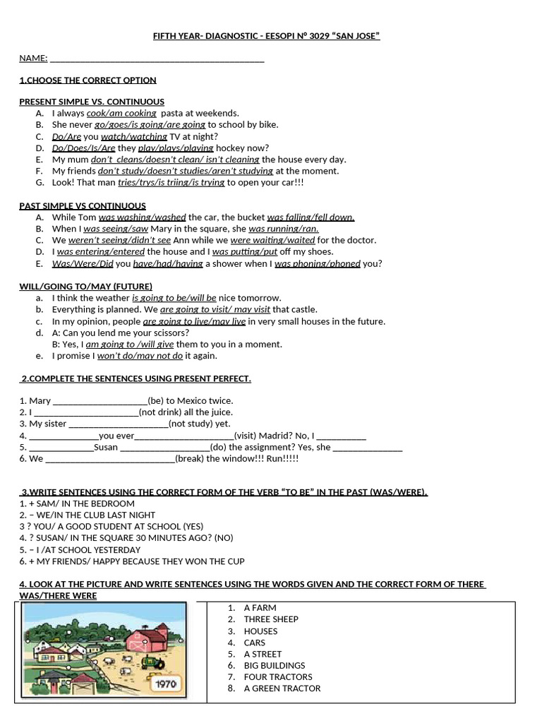 English Grammar Diagnostic Test | PDF | Grammar | Linguistics