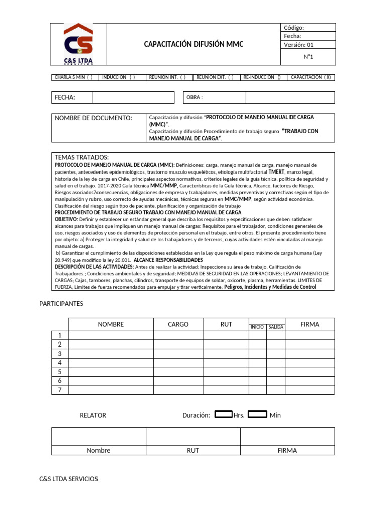 Difusion manejo manual de cargas mmc | PDF