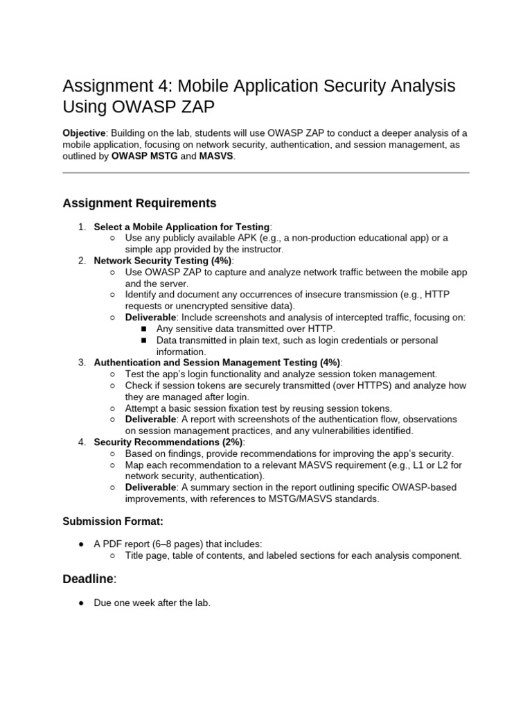 Assignment 5_ Mobile Application Security Analysis Using OWASP ZAP | PDF