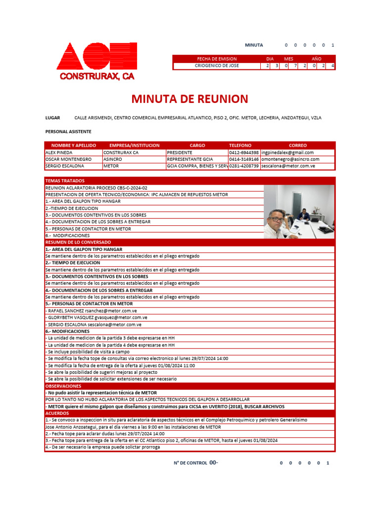 Reunión Proceso CBS-C-2024-02 METOR | PDF