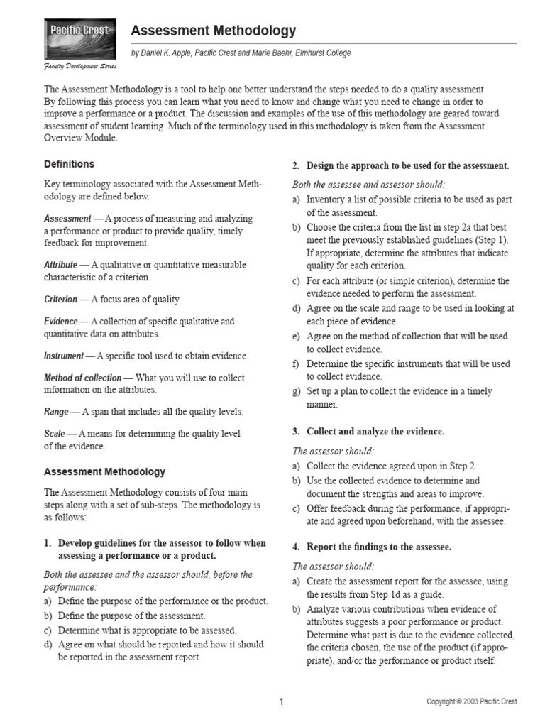 Assessment_Methodology | PDF | Methodology | Curriculum